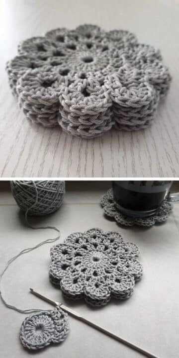 15 Decorative Flower Crochet Coasters
