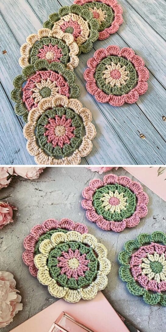 15 Decorative Flower Crochet Coasters