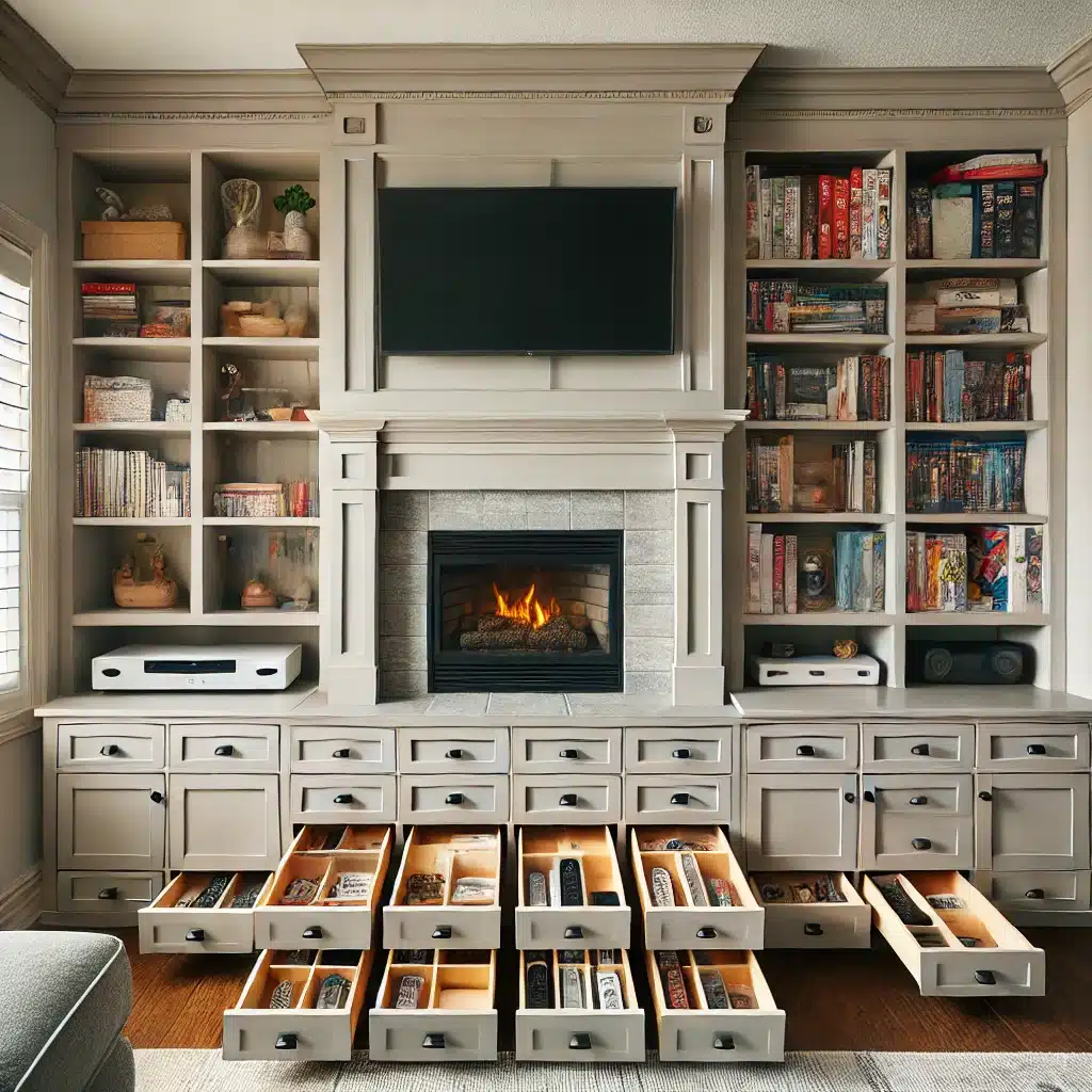 Ideas Of Living Room Built-Ins with Fireplace That Look Warm!