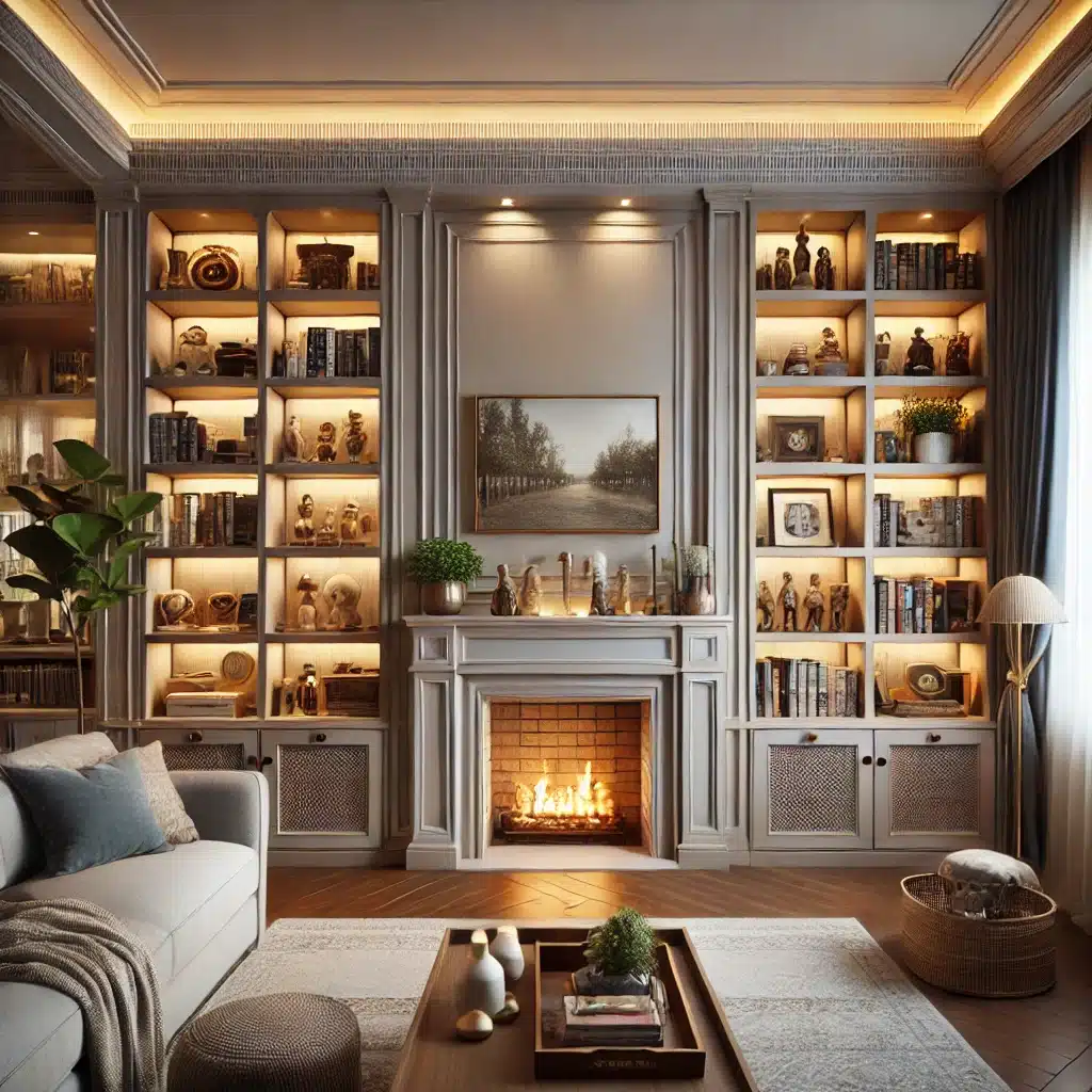 Ideas Of Living Room Built-Ins with Fireplace That Look Warm!