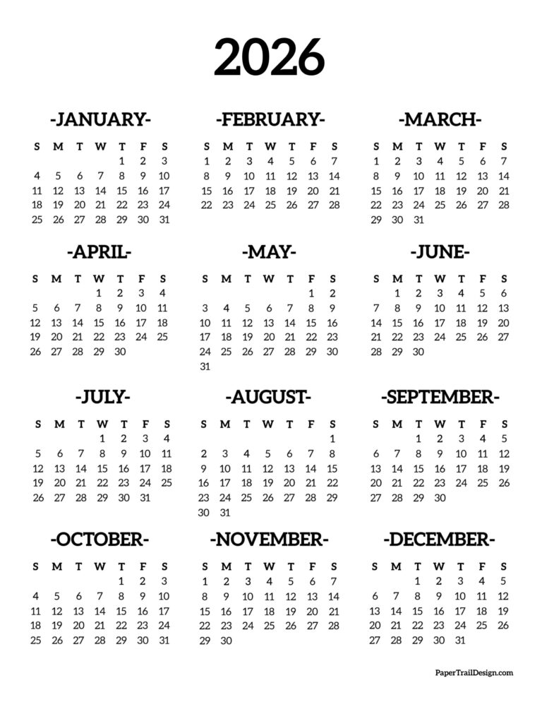2026 Printable Calendar One Page: 25 Designs You’ll Love