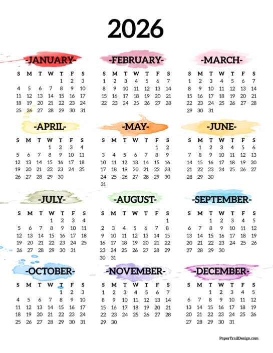 2026 Printable Calendar One Page: 25 Designs You’ll Love