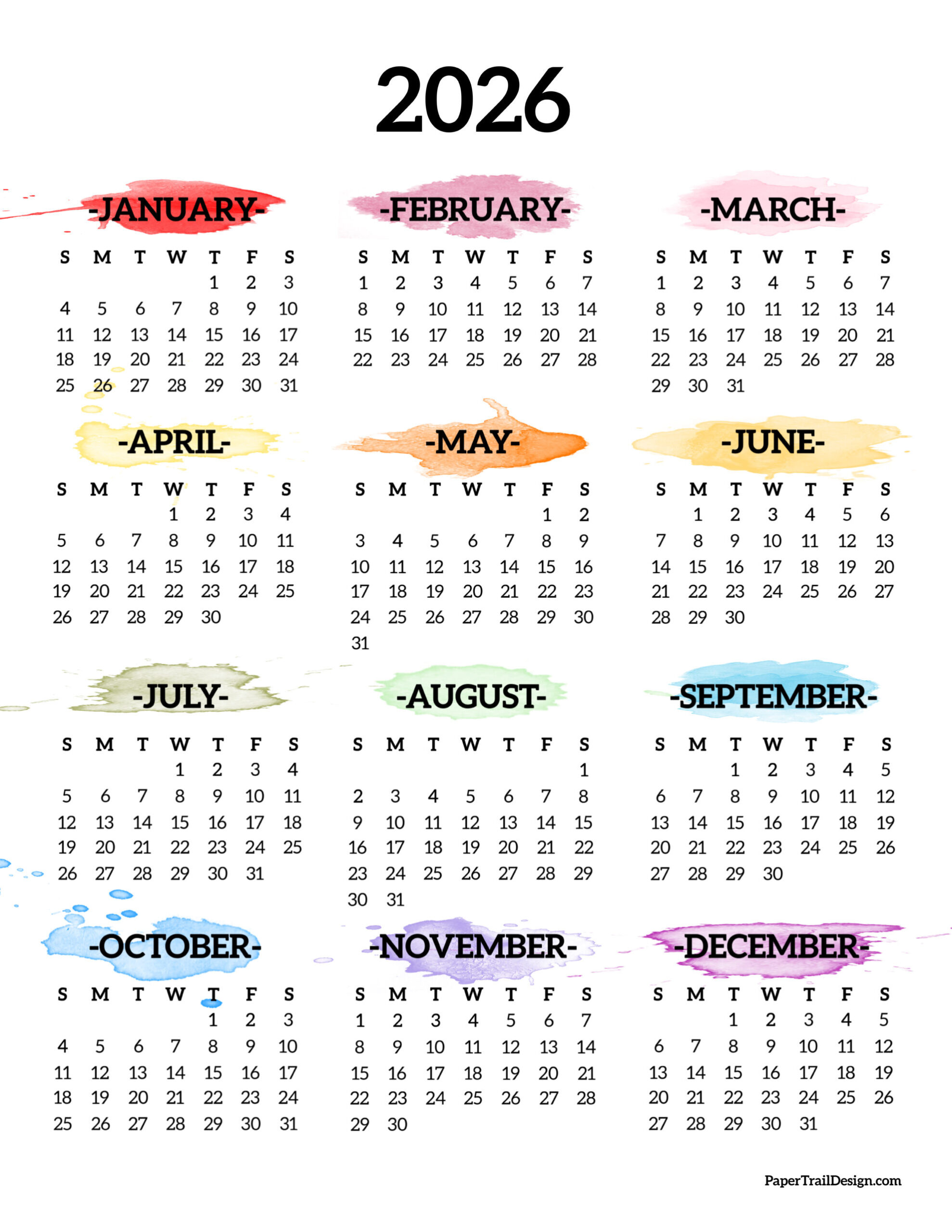 2026 Printable Calendar One Page: 25 Designs You’ll Love