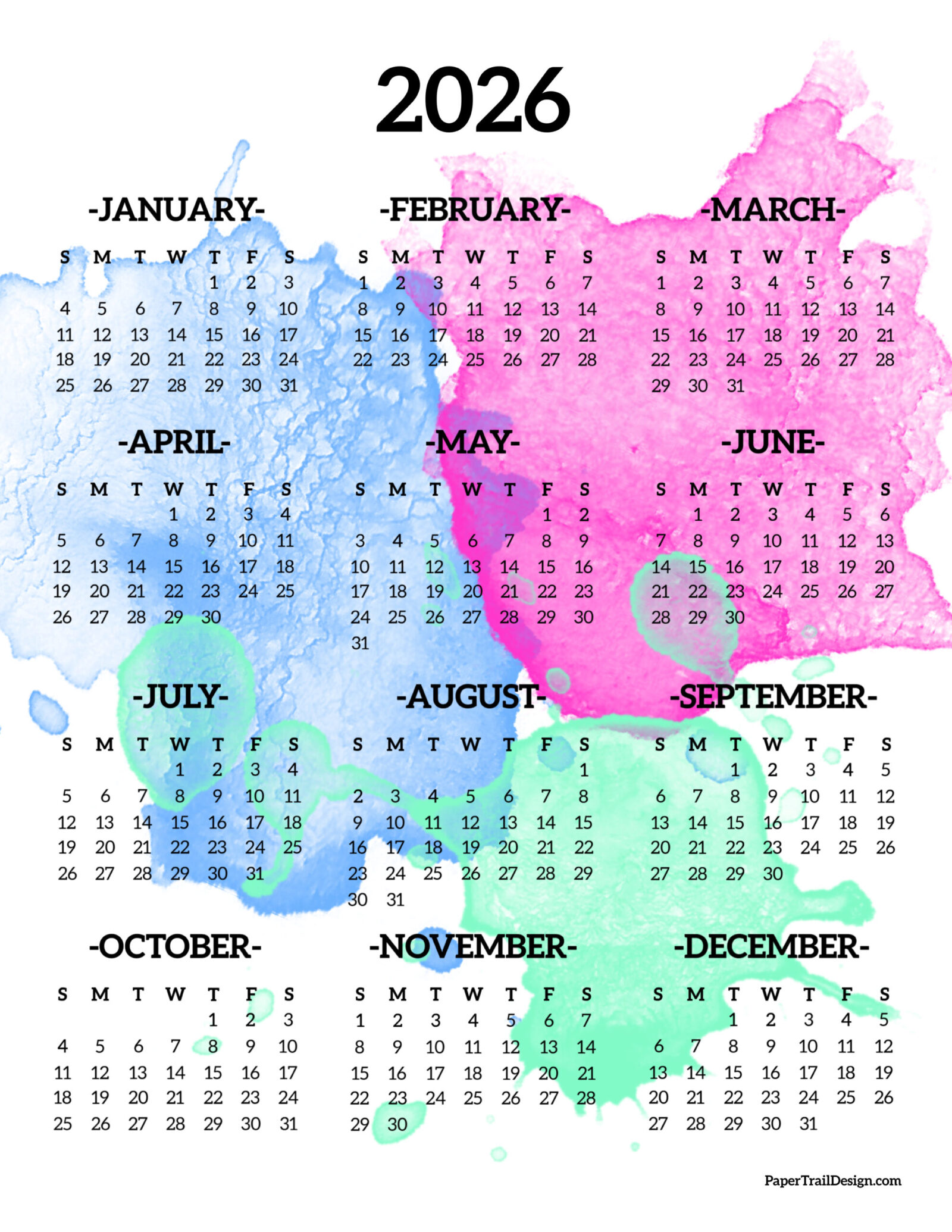 2026 Printable Calendar One Page: 25 Designs You’ll Love